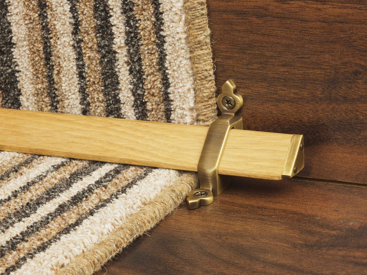 Tudor Carpet Rods Light Antique Brass | Natural Wood Stair Rods | Best ...