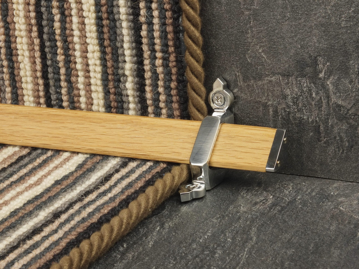 Tudor Carpet Rods Light Brushed Chrome | Natural Wood Stair Rods | Best ...