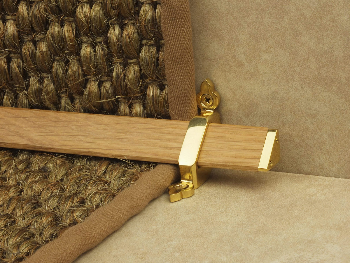 Polished Brass Tudor Carpet Rods Light | Natural Wood Stair Rods | Best ...