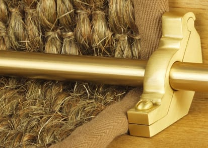 Satin Brass Hanover Stair Rods | Custom Made Stair Carpet Rods | Buy ...